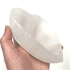 Paykoc Imports Big Heart Selenite 5.9" +- Dish Bowl Hand Made Morocco