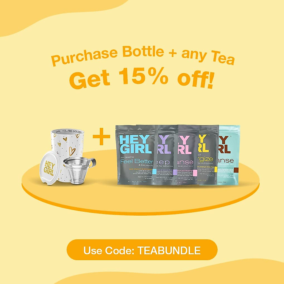 Hey Girl Tea Cup with Infuser and Lid - Double-Walled Insulation & Ceramic Outer Tea Infuser Mug - Fine-Mesh Strainer Basket - Gift-Inspired Packaging - 12 oz