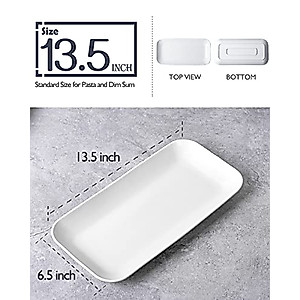 DELLING 13.5" Serving Platter Set of 4, Platters for Serving Food, White Serving Trays for Party, Rectangle Serving Plates for Sushi, Meat, Dessert, Oven Safe, Trays for Halloween/Christmas Party