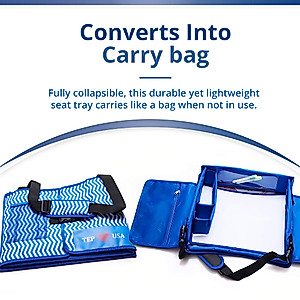 Car Seat Kids Travel Tray - Toddler Lap Activity Table Includes Dry Erase Board, Dry Erase Markers, Coloring Book & Secure Tablet Cover - Comfort Car Tray Base, Foldable with Easy to Carry Strap