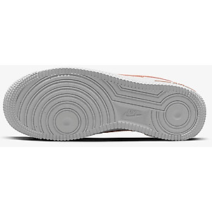 Nike Big Kid's Air Force 1, White/Safety Orange, 5.5 Big Kid