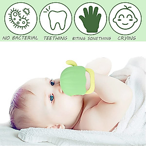 Silicone Teething Mitt for Babies 3+ Months, Silicone Baby Teether Toys BPA Free Anti Drop Wrist Hand Baby Chew Toys for Sucking Needs, Infant Teething Mitten Toys for Soothing Teething Pain Relief