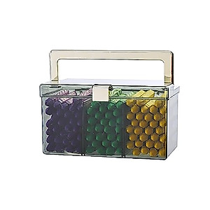 BangQiao Small Plastic Storage Box with Handle and Adjustable Dividers, Multipurpose Lockable Container Case for Sewing, Stationery, Art&Craft Supplies, Cosmetics, First Aid Kit, Clear/Smoke Green