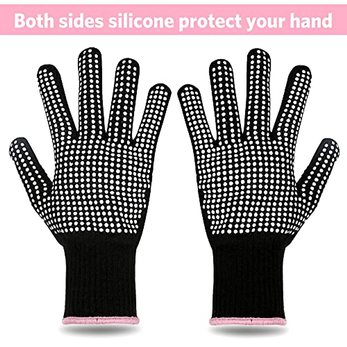 TPYQdirect Professional Heat Resistant Gloves Proof Glove Blocking for Curling Iorn Flat Iron Wand, White Black, 1 PCS