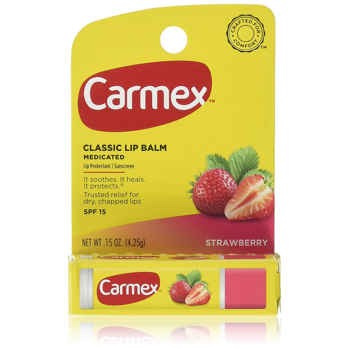 Carmex Click-Stick Moisturizing Lip Balm SPF 15 Strawberry 0.15 oz (Pack of 3)