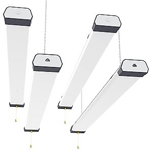 4 Pack 100W Linkable LED Shop Light 13000LM, 5000K Daylight Utility Shop Light Fixture, ETL Listed LED Ceiling Lights for Garages Workshops with Plug and ON/Off Pull Chain Hanging & Flush Mount