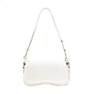 Qiayime Shoulder Bags for women Faux Leather Fashion Ladies Crossbody Clutch Purses Underarm Small Bag Tote Handbag (White)