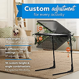 Table-Mate II PRO TV Tray Table - Folding Table with Cup Holder and Tablet Slot- Couch Desk for Working from Home, TV Trays for Eating, Portable and Adjustable TV Table, Black