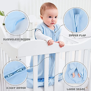 Yoofoss Baby Sleep Sack 3-6 Months 100% Cotton 0.5 TOG Baby Sleeping Bag 2-Way Zipper Toddler Wearable Blankets 3 Pack Breathable Lightweight (Small)