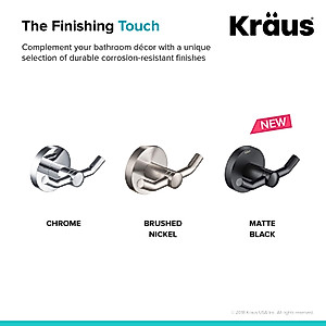 Kraus Elie Bathroom Robe and Towel Double Hook, Chrome Finish, KEA-18802CH