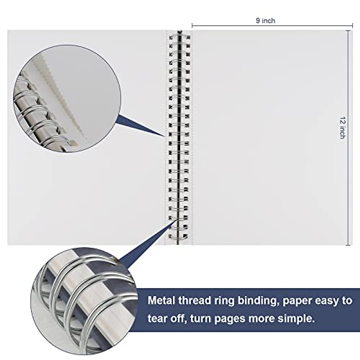 SuFly Hardcover 9x12 Sketchbook, Artist Sketch Pads for Drawing Pack of 2, 120 Sheets 90lb/140GSM Thick Sketch Book for Drawings, Suitable for Kids, Teens & Adults, White