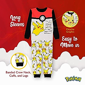 Pokemon Boys' 6-Piece Snug-Fit Cotton Pajamas Set, Poke Treasure, 10