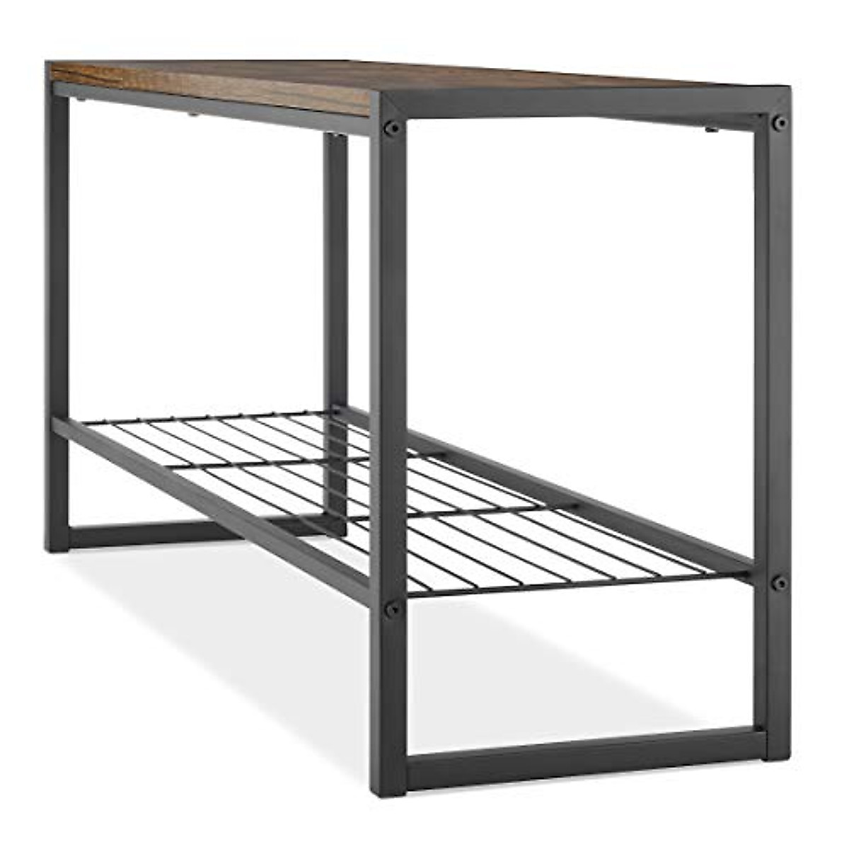 Whitmor Modern Industrial Entryway Bench w/Shoe Storage, Brown