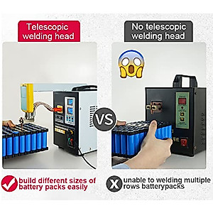 RCBDBSM 738AL Battery Spot Welder Battery Welding Machine for 18650 14500 Lithium Battery Pack Building, 3.6 KW Pulse Magnetic Detachable Telescopic Arm Battery Spot Welder