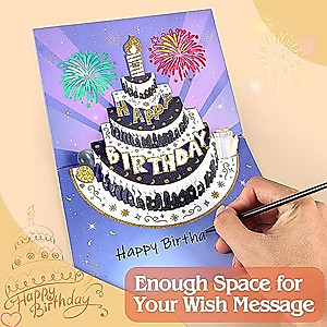 OLOSONG 3D Pop-Up Birthday Card with Music and Fireworks, Lavender, Unisex-Adults