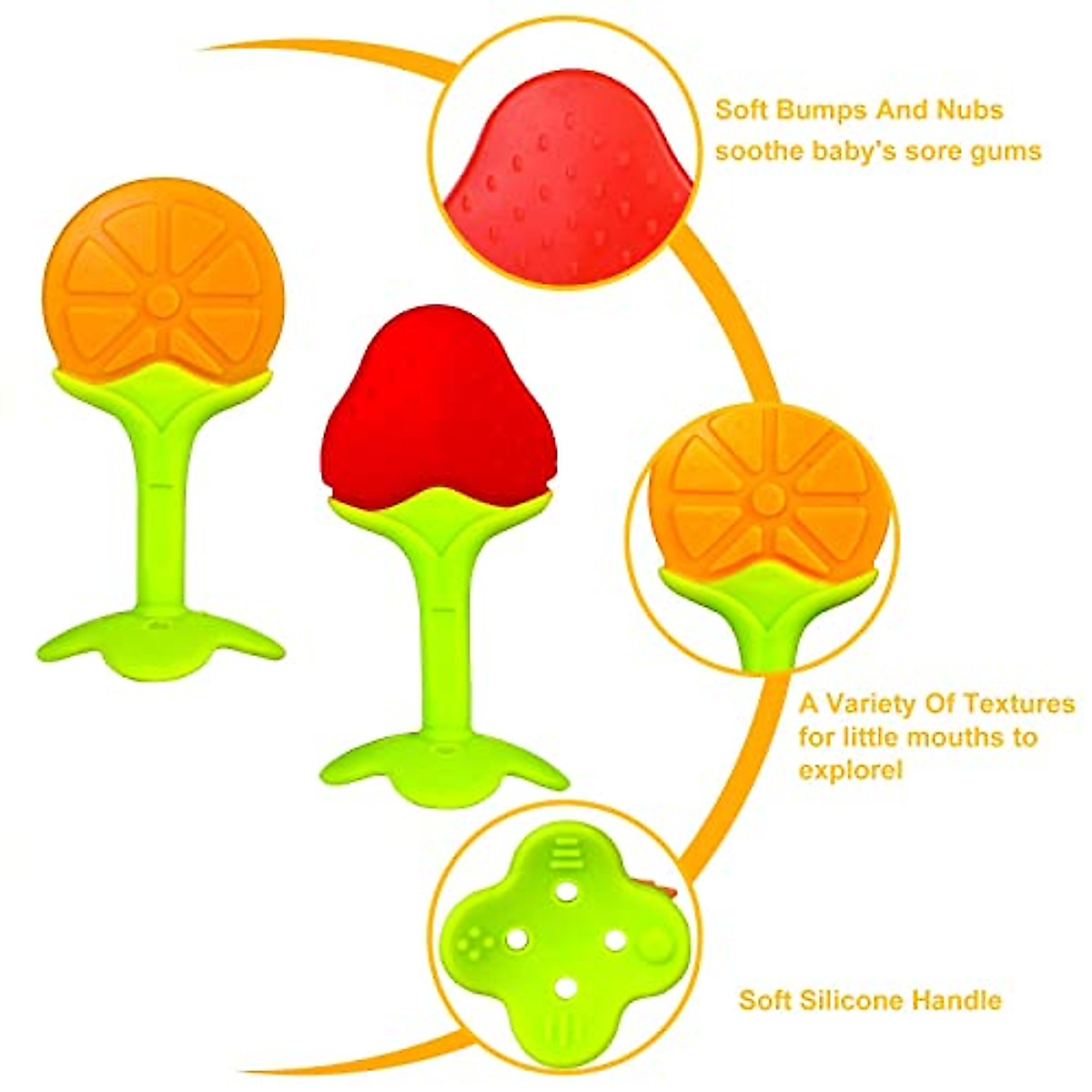 Baby Teething Toys, Silicone Baby Teether Soothe Babies Gums, Banana Toothbrushes, Fruit Shape Giraffe Teething Toys with Storage Case/Bpa-Free Teether Set for Toddler