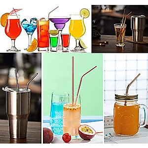 100Pcs Reusable Metal Straight Straw in Bulk Order. 265mm Long Rose Gold Drinking Straws Bronze Color Stainless Steel Straws for 20 and 30 oz Tumbler Yeti (10.5" Long, Rose Gold-100pcs Straight)