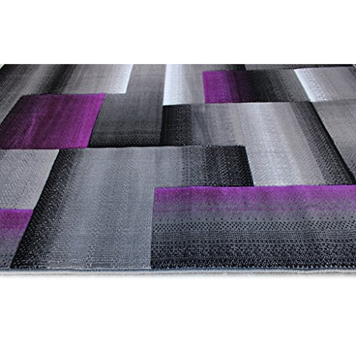 Masada Rugs, Modern Contemporary Area Rug, Purple Grey Black (5 Feet X 7 Feet)