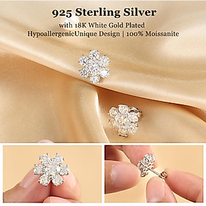 TunzugMoissanite Stud Earrings D Color VVS1 Clear Moissanite Stud Earrings 18K Gold Plated 925 Sterling Silver Friction Base Hypoallergenic Earrings for Men Women