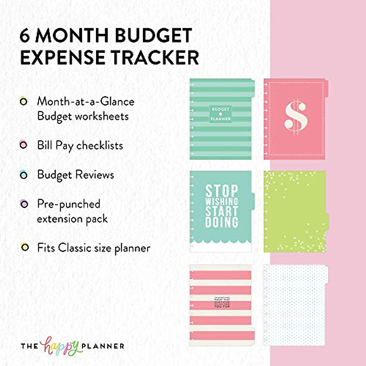 me & my BIG ideas Budget Extension Pack - The Happy Planner Scrapbooking Supplies - 6 Month Expense Tracker - Bill Pay Checklists & Budget Sheets - Stickers & Dividers for Budgeting - Classic Size