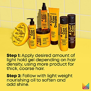 Matrix A Curl Can Dream Light Hold Gel, Defines Curls Without Flaking or Crunch For Curly, Coily, & Wavy Hair, Silicone, Sulfate & Paraben Free, Salon Styling Gel, Control Frizz, 6.7 Fl Oz