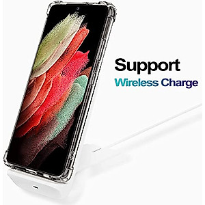 KIOMY Galaxy S21 Ultra Case Crystal Clear Shockproof Bumper Protective Cell Phone Cover Hybrid Design Hard PC Back with Flexible TPU Raised Bezel & Enhanced Corners for Samsung Galaxy S21 Ultra 5G 6.8