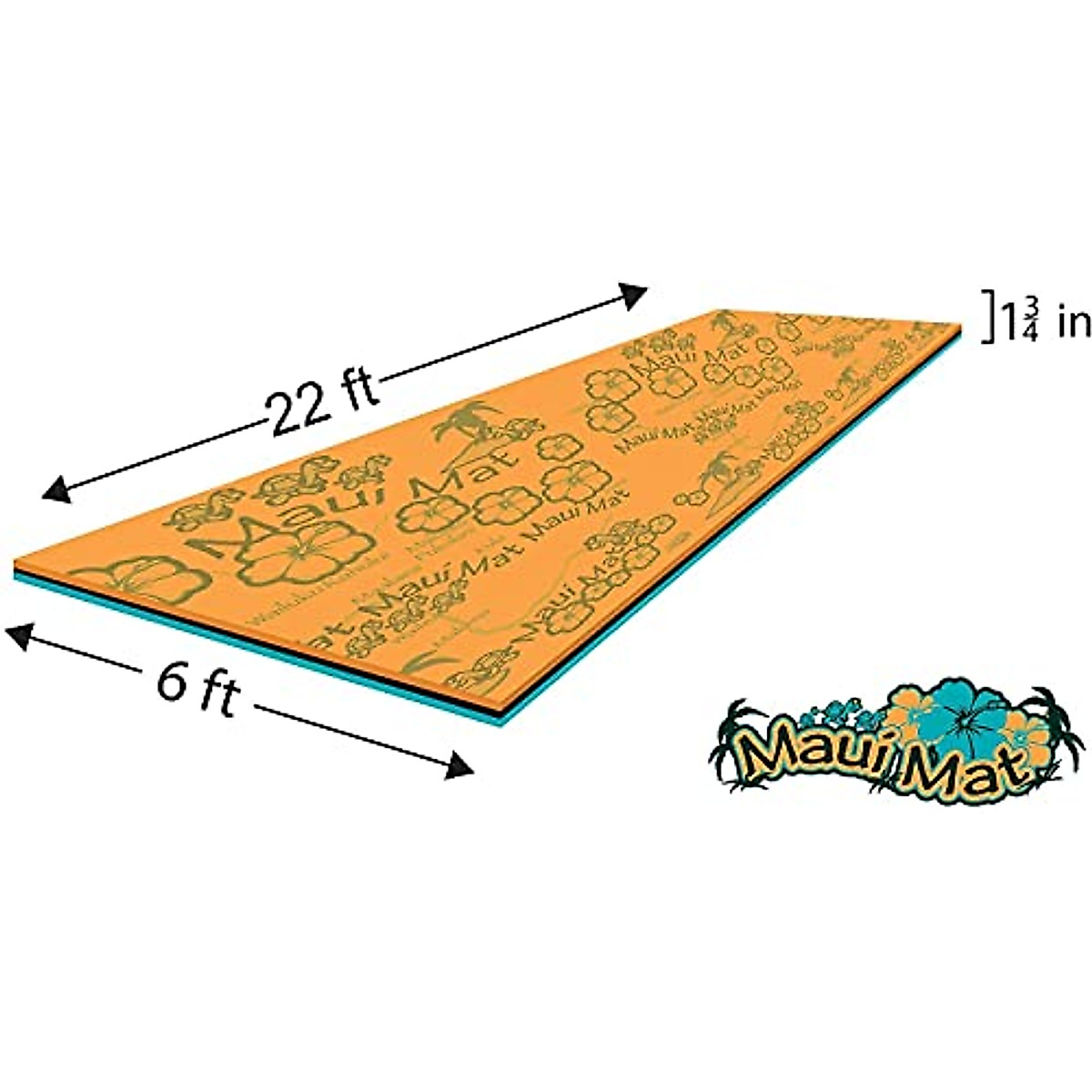 Maui Mat (by Aqua Lily Products): Floating Foam Fun Pad Designed for Water Recreation and Relaxing (14 foot)