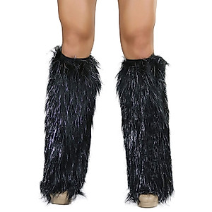 ToBeInStyle Women's Glitter Rave Leg Warmers - Black/Silver - OS