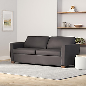 Mjkone 2-in-1 Pull Out Sofa Bed, Queen Size Velvet Sleeper Sofa Bed with Folding Foam Mattress, Pull Out Couch Bed for Living Room/Apartment/Small Spaces(Queen, Dark Grey)