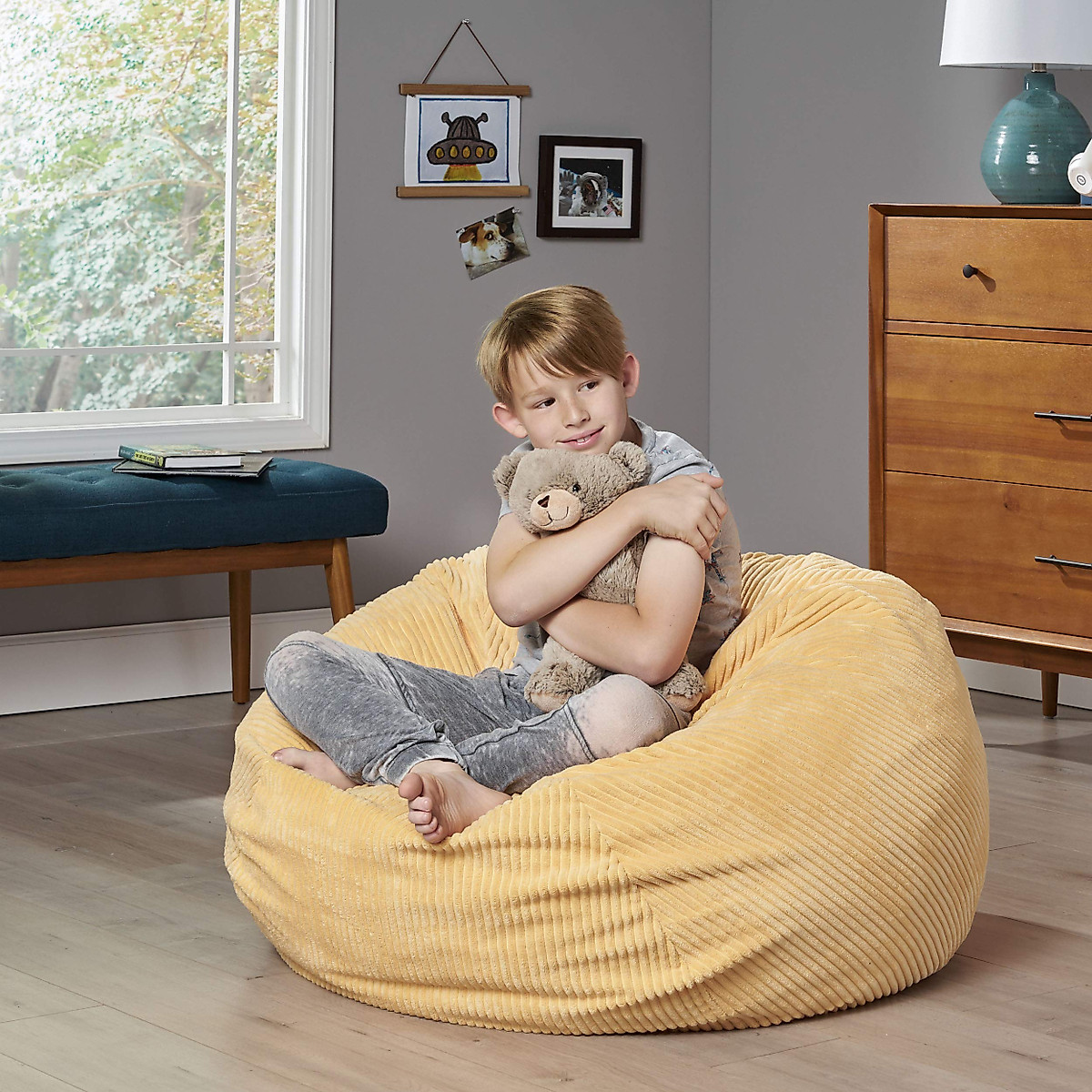 Christopher Knight Home Samantha 3 Foot Beanbag, Mustard Yellow