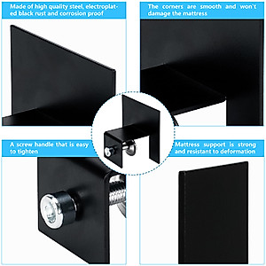 kulusion 6 Packs Mattress Slide Stopper, Non Slip Mattress Holder for Bed Frame, Adjustable Mattress Gaskets for Metal Bed Frame Easy to Assemble - Black