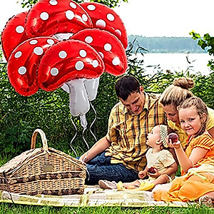 xinglong 8 Pcs Mushroom Foil Balloons Supplies for cartoon themed party Forest Plant Thanksgiving Autumn Harvest Baby Shower Home Outdoor decoration (Red)