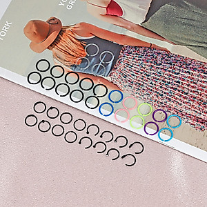 Stuppendux 46pc 20G 0.8MM Black Stainless Steel&Acrylic Nose Rings Hoop Nose Piercing Jewelry Nostril Jewelry for Women Men