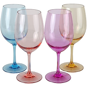 Lily's Home Unbreakable Acrylic Wine Glasses, Made of Shatterproof Tritan Plastic and Ideal for Indoor and Outdoor Use, Reusable (Multi - Light)