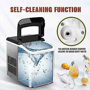 Ice Makers Countertop Portable Ice Machine Stainless Steel, 26.5lbs in 24 Hours, 9 Ice Cubes Ready in 8 Mins, Ice Scoop and Basket, L&S Bullet Sizes for Home Party Office Bar Camping