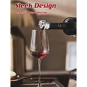 Skull Wine Aerator Pourer Spout - Anvy Lunda Liquor Bottle Pourers Skull Wine Decanter - Creative Gifts for Alcohol, Whiskey, Skull Lover (Silver)