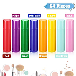 Maitys 64 Pieces Lip Balm 5 ml Empty Containers Refillable Rotatable Plastic Lipstick Tubes DIY Lip Gloss Balm Tube Holder for DIY Cosmetic, 8 Colors