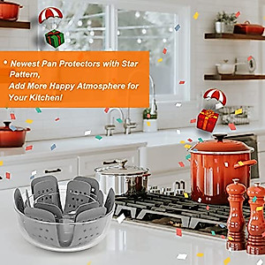BYKITCHEN Pan and Pot Protectors, Larger & Thicker Pan Protectors with Stars, Set of 6 and 3 Different Sizes, Pot Protectors for Stacking and Protecting Your Cookware
