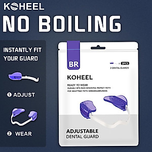 KOHEEL Adjustable Mouth Guard for Teeth Grinding and Clenching, No Boiling Night Guard, Stop Bruxism Dental Guard (2 Count)