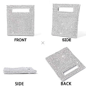 Yokawe Rhinestone Purses for Women Evening Handbags Sparkly Silver Crossbody Bag Vacation Club Party Wedding Clutch