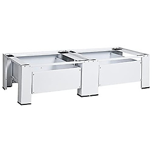 INLIFE Double Washer Dryer Stand with Drawer, Heavy Duty Washing Machine Pedestal with Storage Drawer Adjustable Height Base for Mini Air Conditioner Refrigerator Dryer 50"x 21.5"x 12.8" (WxDxH)