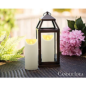 CANDLE IDEA 2 PCS 3"x7" Outdoor Waterproof Flameless LED Pillar Candles with Remote Timer, Battery Operated Electric Flickering Plastic Fake Candle for Halloween Christmas Lantern Decorations (Ivory)