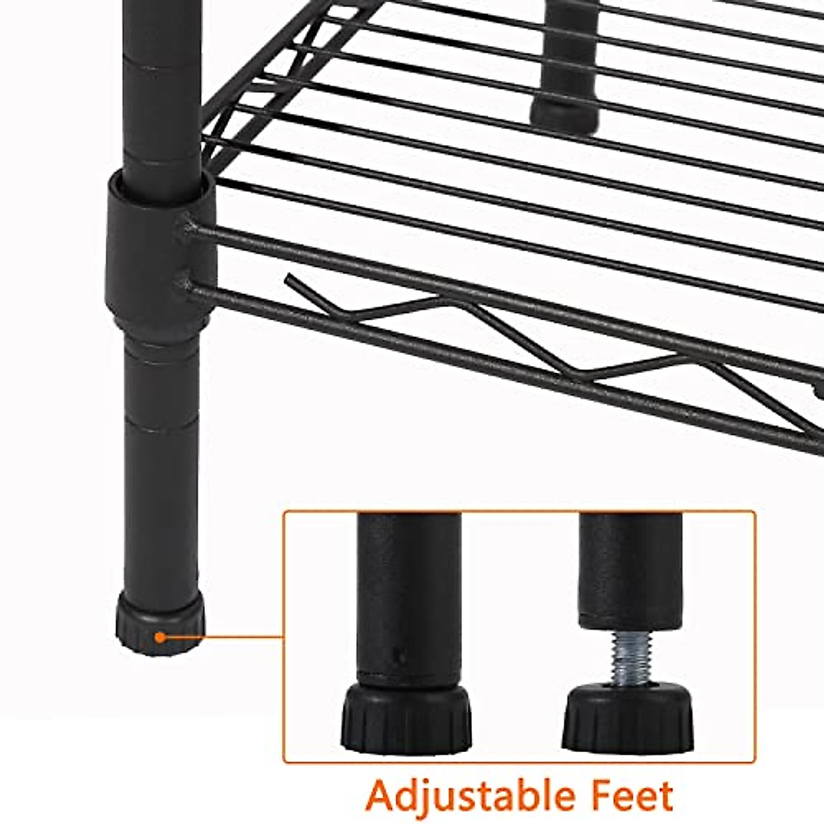 6-Shelf Adjustable Heavy Duty Storage Shelving Unit, Metal Organizer Wire Rack for Laundry Bathroom Kitchen Pantry Closet No Wheels, Black