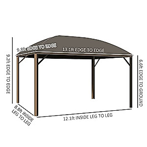 Outsunny 10' x 13' Hardtop Gazebo Canopy with Galvanized Steel Roof, Aluminum Permanent Pavilion Outdoor Gazebo with Top Hook, Netting and Curtains for Patio, Garden, Backyard, Deck