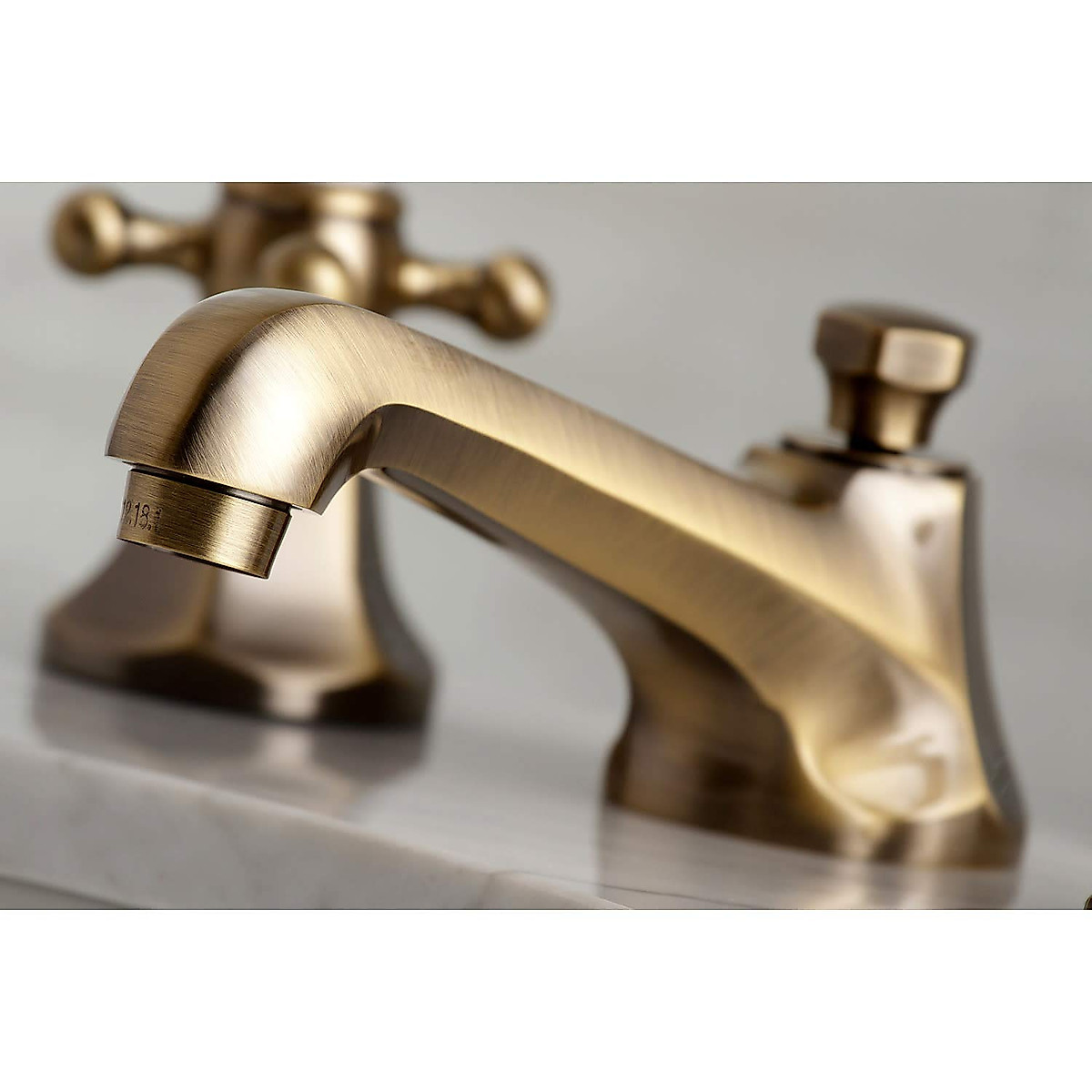 Kingston Brass KS4469BX Metropolitan Widespread Lavatory Faucet with Metal Cross Handle, Brushed Nickel and Polished Brass