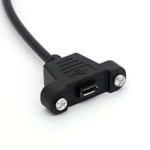 Micro B Male to Female Cable, Screw Panel Mount Micro USB Cable Extension Cord for Raspberry Pi, Arduino, Feather - 50cm (Micro Male to Female)