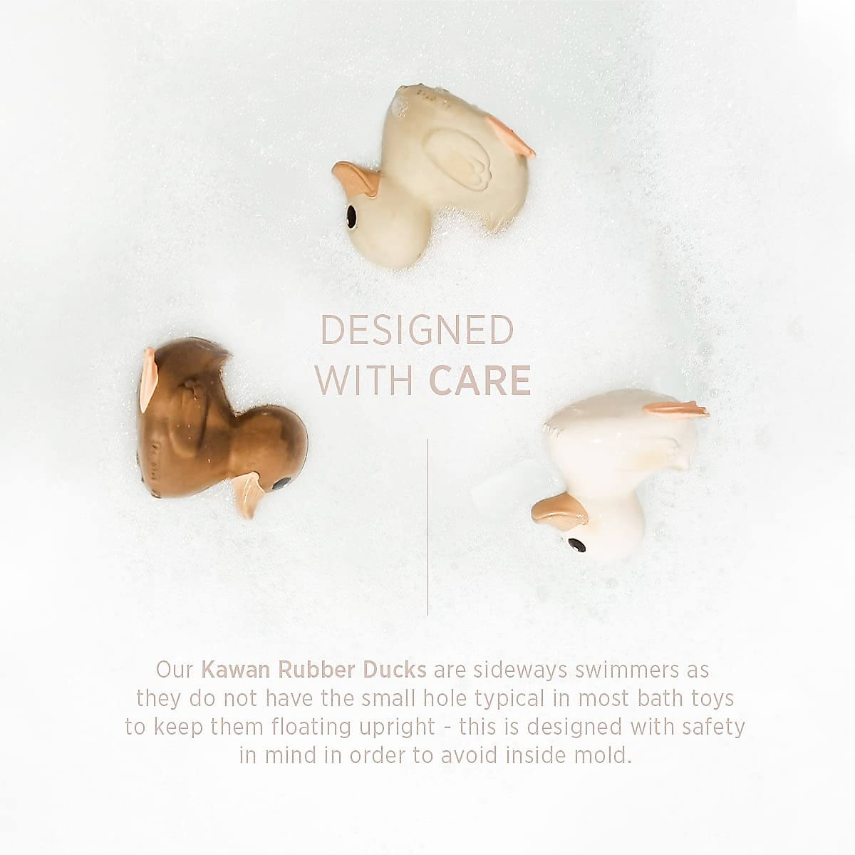 HEVEA Kawan Mini Rubber Duck - 100% Natural Rubber Baby Bath Toy - Eco Friendly, Perfect for Playing, Teething, and Bathing - Mold Free Bath Toys - Dusty Mint