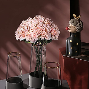 Blooming Paradise Artificial Fake 5Flowers Plants Silk Hydrangea Arrangements Wedding Bouquets Decorations Plastic Floral Table Centerpieces Home Kitchen Garden Party Festival Bar DIY (Light Pink)