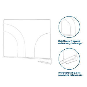 Shelf Dividers for Closet Organization Closet Shelf Divider for Wood Shelves Metal Closet Shelf Separators for Clothes Book Wardrobe, 6 Pack (White)
