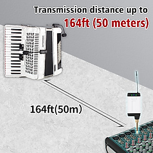 MAMKOES Accordion Wireless Microphone with 2 Transmitter Q2/AT-5A Piano Accordion Pickup with Gooseneck Mic Wireless Receiver & 2 Transmitter Microphone System Designed for Accordion